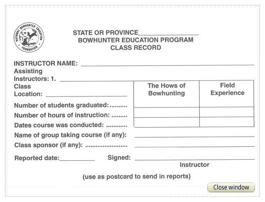NBEF Instructor's Class Record Card (50/pkg) – nbef